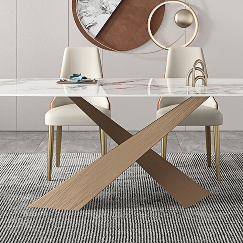 Imported Full Through Rock Board Dining Table Set 29.52 H x 62.99 L x 31.49 W